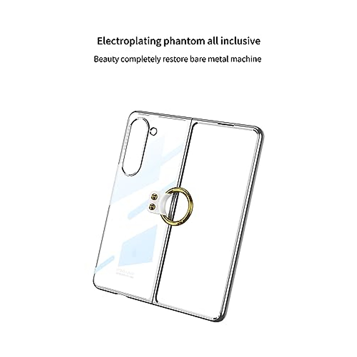 SHIEID Samsung Z Fold 5 Case with Ring, Galaxy Z Fold 5 Case with Screen Protector Electroplating Border Design Protective Cover for Samsung Galaxy Z Fold 5, Bright Black