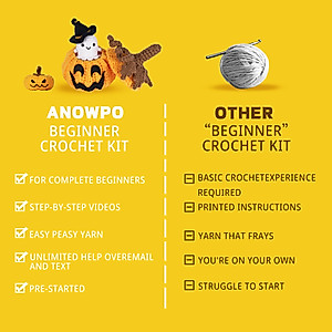 Anowpo Crochet Kit for Beginners，Halloween Pumpkin Animal Candy Bag Case Crochet Set DIY Gift for Starters Adult Kids Instruction and Step-by-Step Video Tutorials (Pumpkin Candy Bag)