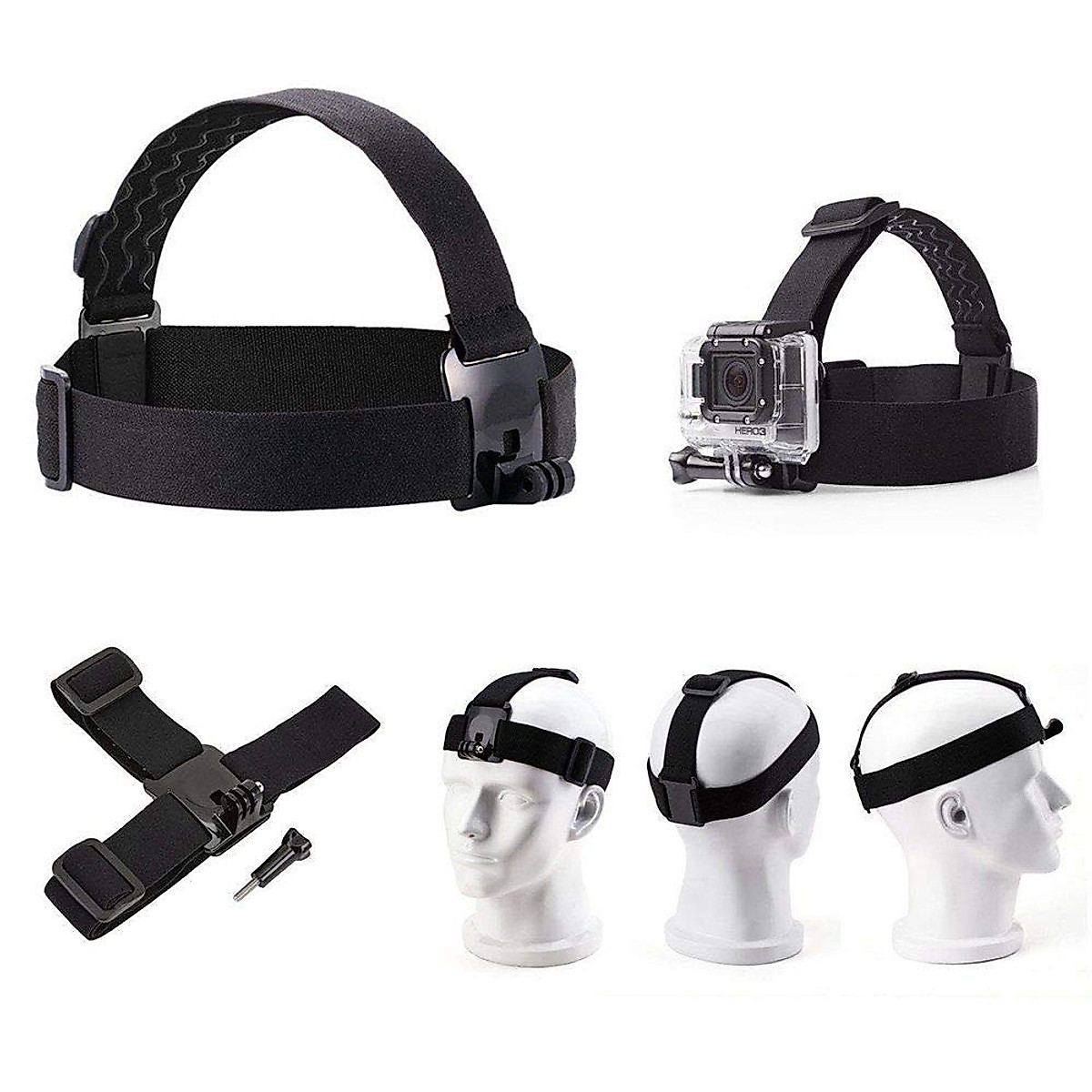 Action Camera Accessories Handlebar Head Chest Mount Strap Harness Adaptor with Cell Phone Clip for Gopro Hero/iPhone 15 14 13 12 11 Pro Max