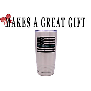 Rogue River Tactical Thin Green Line Flag Large 20 Ounce Stainless Steel Travel Tumbler Mug Cup Military Federal Law Enforcement Border Patrol Game Warden Park Ranger