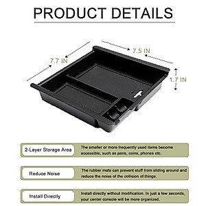 JDMCAR Center Console Organizer Tray Compatible with Toyota Tacoma Accessories 2016-2022 2023, Armrest Insert Container ABS Material Secondary Storage Box