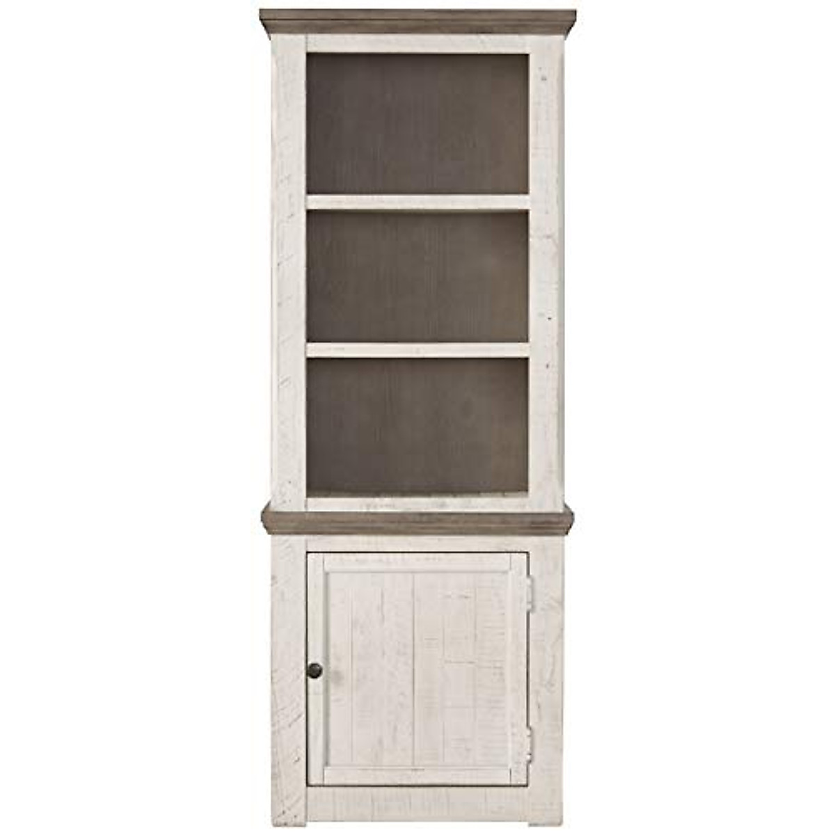 Signature Design by Ashley Havalance Modern Farmhouse Right Pier Cabinet, Shelves for Storage, Weathered Gray & Vintage White