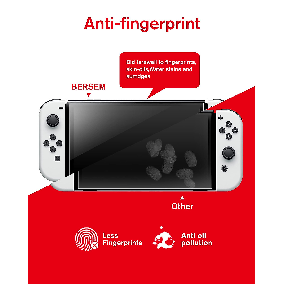 bersem 2 Pack Tempered Glass Screen Protector Compatible with Nintendo Switch OLED 7 inch 2021, Auto Alignment Kit / 9H Hardness/Transparent HD Clear/Anti-Scratch/Bubbles Free/High Response