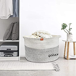 GOCAN Extra Large Laundry Basket 22" X 22"X 14" XXXL Cotton Rope Woven Basket for Blankets Storage Basket with Handles for Living Room (Beige)