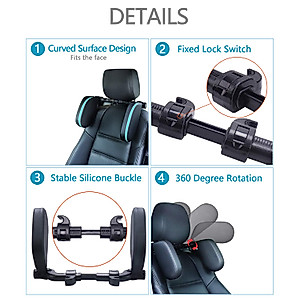 Rajvia Car Headrest Pillow, Car Pillow for Head and Neck Support, Sleeping Travel Car Seat Pillow, U Shaped Side Sleep Head Pillows Fits Kids Adults and Elders. (Black)