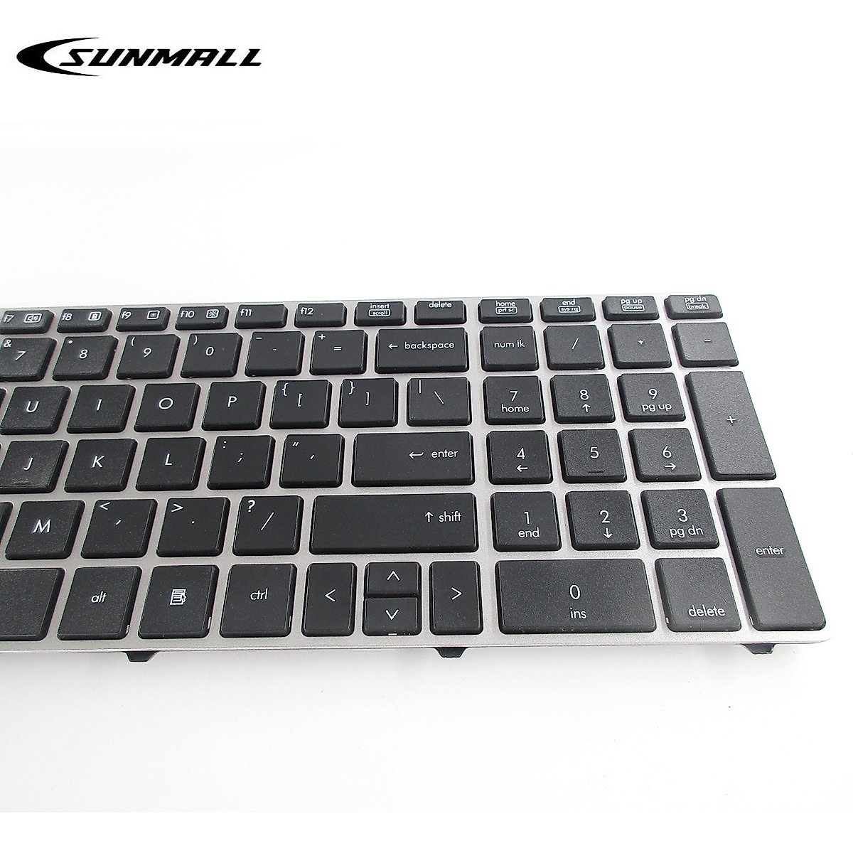 SUNMALL Keyboard Replacement with Silver Frame Compatible with HP Elitebook 8560P 8570P Probook 6560B 6565B 6567B 6570B 6575B Series Keyboard with Pointer