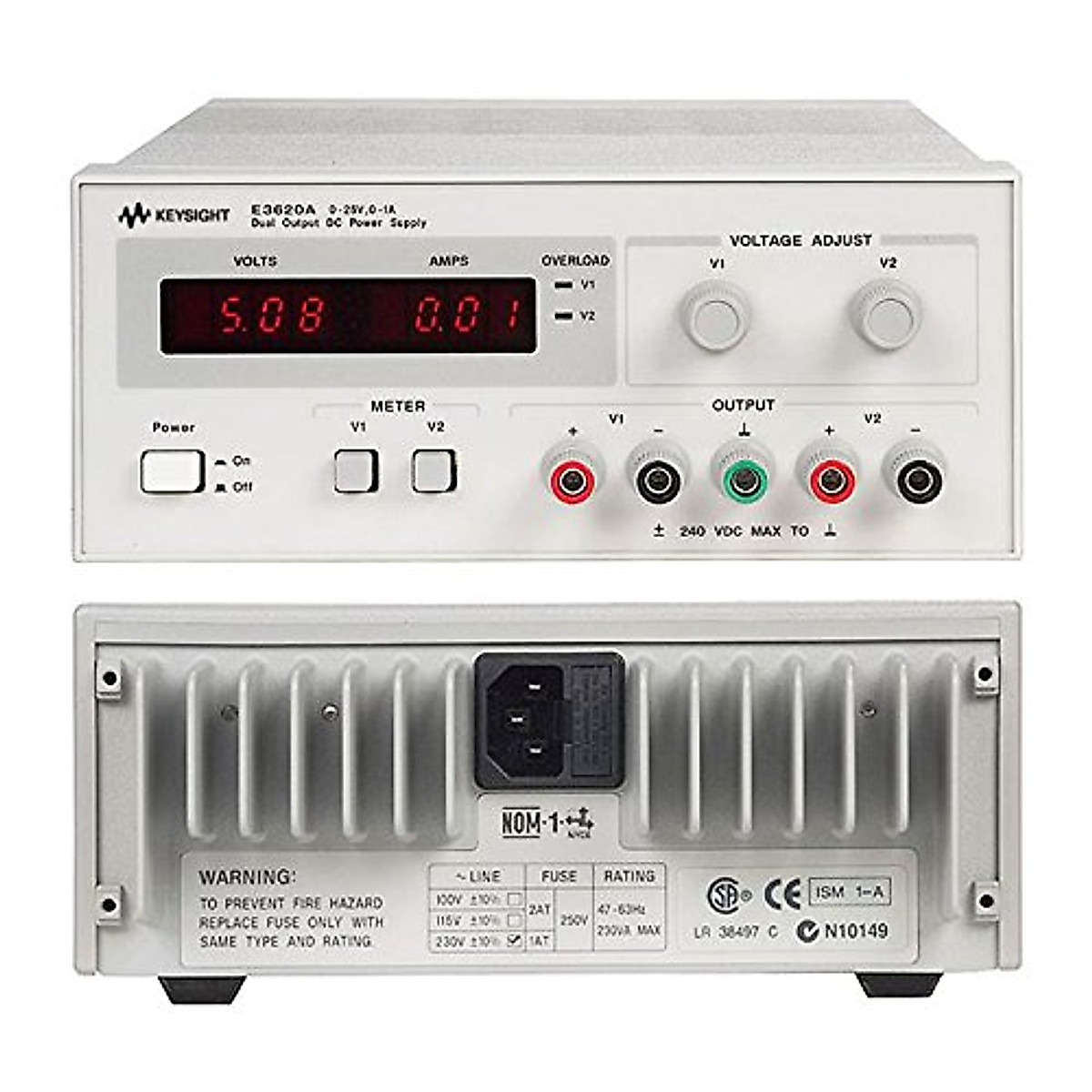 KEYSIGHT E3620A 50W Dual Output Power Supply, Two 25V, 1A