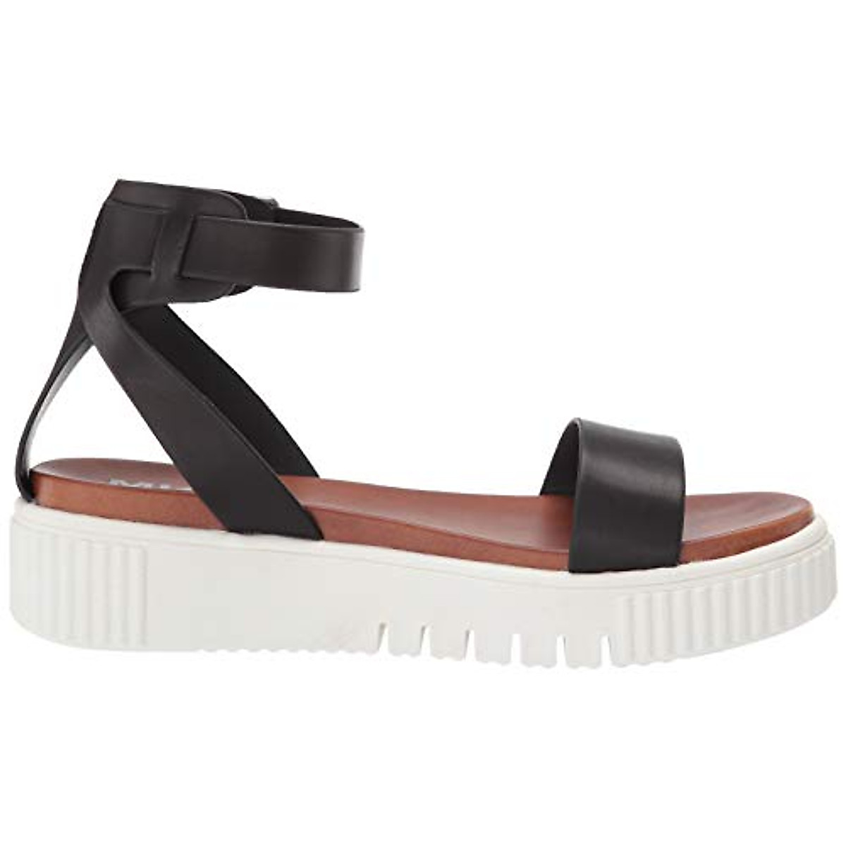 MIA Lunna Womens Open Toe Ankle Strap Flatform Platform Sandals, Comfortable Casual Shoes for Spring and Summer, Black, Size 8.5