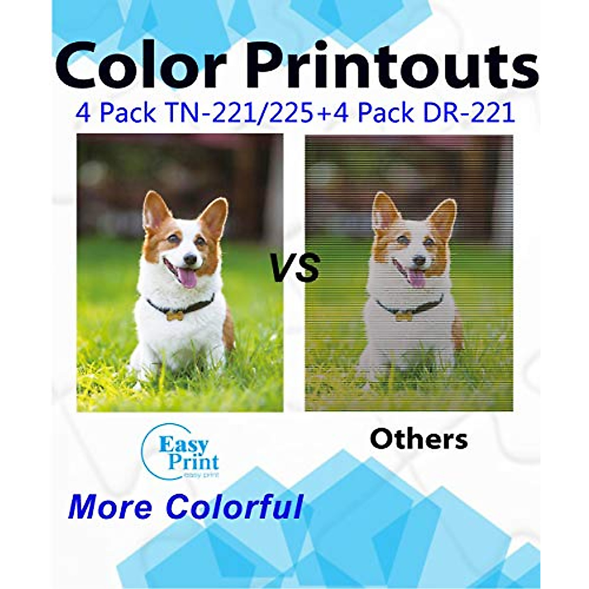 (Toner Set + Drum Set) Compatible TN221-225 Toner Cartridge and DR221CL Imaging Drum Unit Used for Brother HL-3140CW MFC-9130CW MFC-9140CDN DCP-9020CDN Laser Printer (Total 8-Pack), by EasyPrint