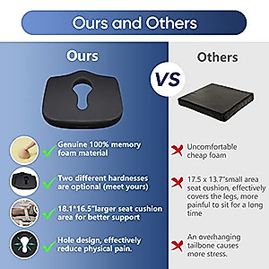 Cushionmint Desk Chair Cushion [Bigger] Office Seat Cushion, [Supportive] [Breathable] Cushion for Office Chair, Memory Foam Seat Cushions for Hip, Tailbone, Coccyx, Sciatica（180-280 lbs, Black）