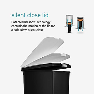 simplehuman 40 Liter / 10.6 Gallon Slim Kitchen Step Trash Can With Secure Slide Lock, Black Plastic