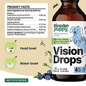 Vision Supplement for Dogs - Eye Tincture for All Breeds & Sizes - Eye Supplements for Dogs w/Bilberry & Eyebright Herb - Liquid Vitamins and Supplements for Eye Care and Vision - 4 oz
