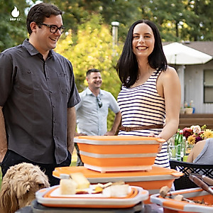 Drip EZ Collapsible BBQ Prep Tub - For Meal Prep, Marinating, Food Storage - Includes Cutting Board & Lid - (1) OG - Black