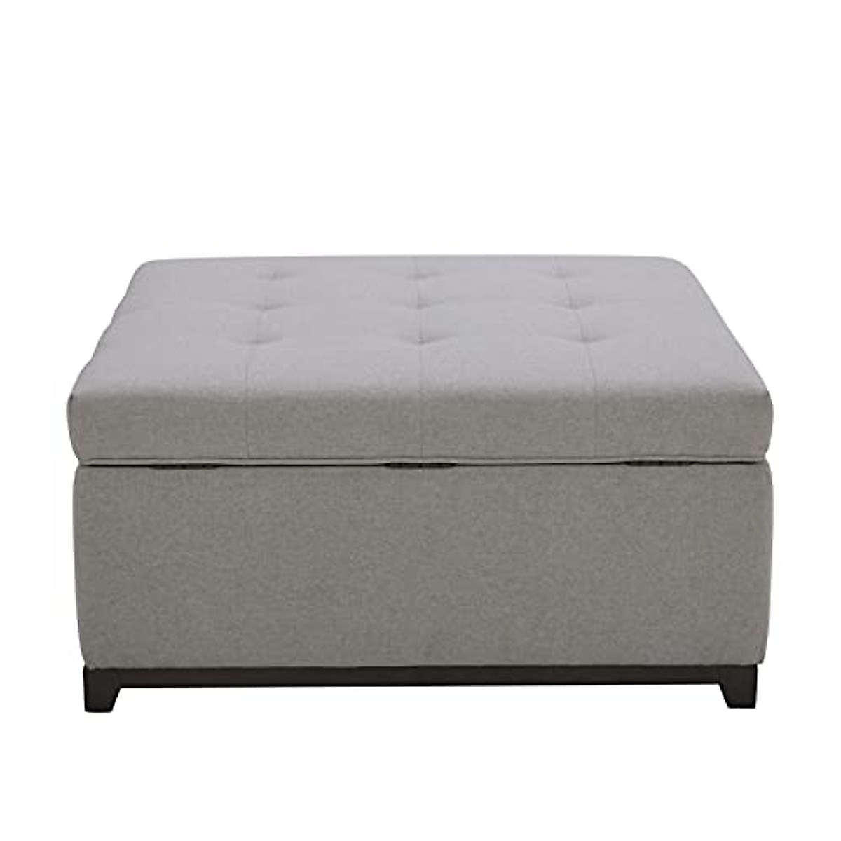 Amazon Brand – Stone & Beam Tufted Square Lift-Top Storage Ottoman, 35.8''W, Light Grey