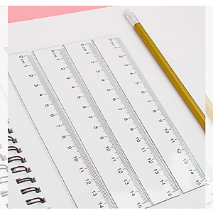 Rulers 12inch, Pack of 5, Clear Ruler, Plastic Ruler, Drafting Tools, Measuring Tools, Ruler Set, Ruler inches and Centimeters, Transparent Ruler, Measuring Tools for Student School Office