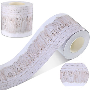 Boho Fringe Straight Borders Knotted Fringe Bulletin Board Border Strips 65.6 Feet x 2.99 Inch Boho Fringe Borders Decorations Tassel Fringe Trim for Classroom Home School Blackboard