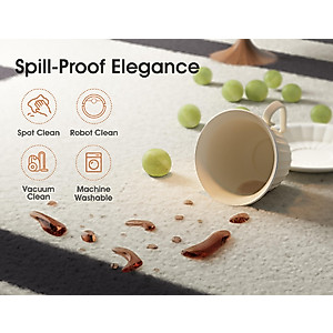 TTelephant Modern Machine Washable Area Rug 9x12, Spill-Proof Surface, Non-Slip Backing, Cozy Soft Faux Wool, Printed Living Room Rugs, Bedroom Rugs, Dining Room Rugs - Miro