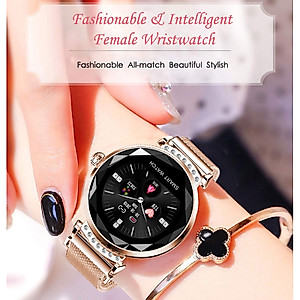 Smart Watches are Suitable for Android and iOS Phones, Sports Smart Watches with Blood Pressure and Heart Rate Monitoring, pedometers with Message Notifications (Bright Purple)