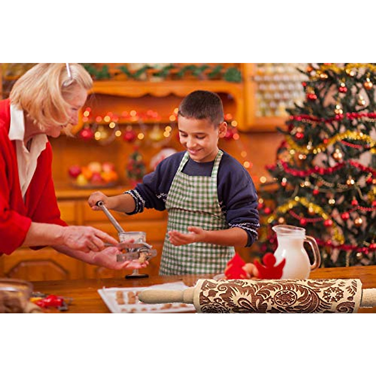 Paisley Embossing Rolling Pin 14.9 Inch Engraved Wooden Rolling Pin for Baking,Perfect Christmas Thanksgiving Day Housewarming Gift for Making Cookies Crusts Pies Pastry Clay