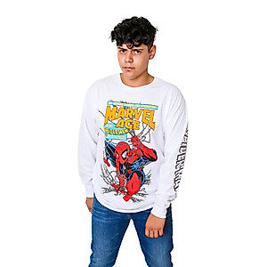 Marvel Spider-Man Age Long Sleeve Mens Adult T-Shirt(MD, White)