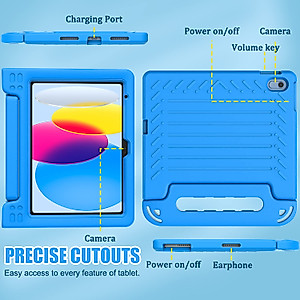 AVAWO Case for iPad 10th Generation 2022 10.9 Inch, iPad 10th Case Kids, Built-in Screen Protector, Heavy Duty Shockproof Handle Stand Child Protective Cover for iPad 10.9" 2022(10th Gen), Blue