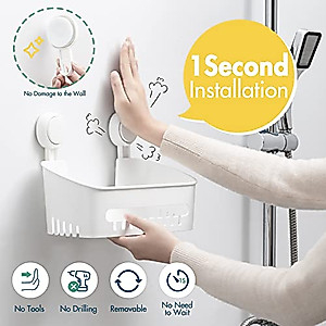 TAILI Shower Caddy Suction Cup 2 Pack + Shower Shelf 1 Pack Drill-Free Bathroom Caddy for Shampoo, Conditioner, Plastic Shower Rack Removable Shower Organizer