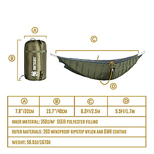 OneTigris SHIELD CRADLE Pro Double Hammock Underquilt for Winter Hammock Camping, Large Wide Under Blanket for Adults & Kids Camping, Hiking, Backpacking, Travel, Backyard, Beach, Indoor, Outdoor