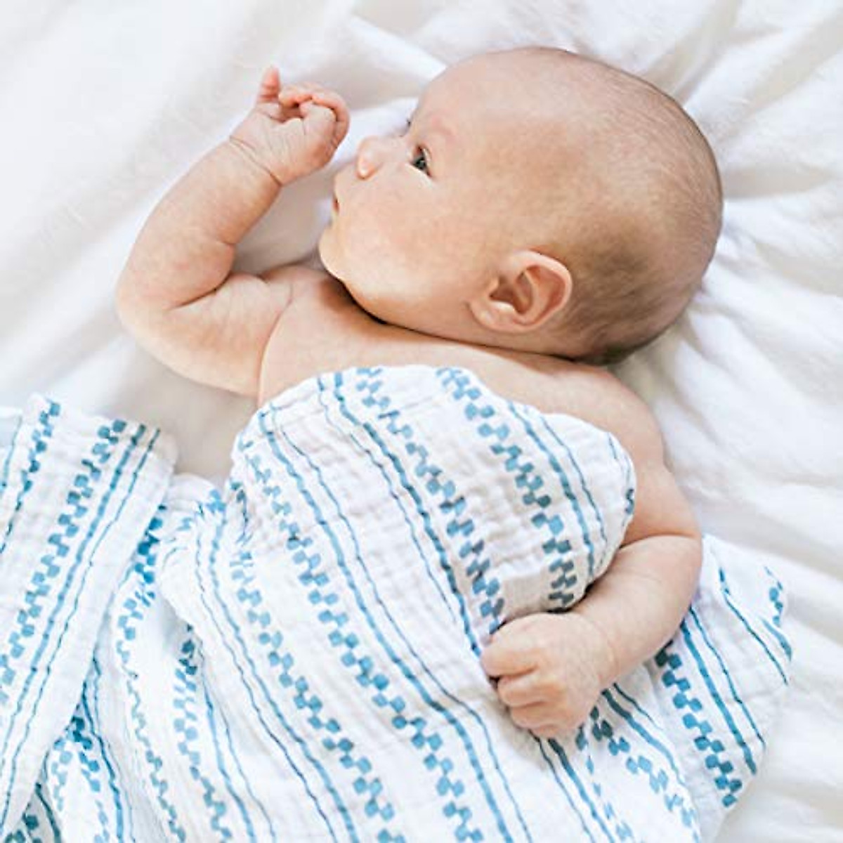 Bebe au Lait Muslin Swaddle Blanket Set, Wyoming & Western Stripe, Blue