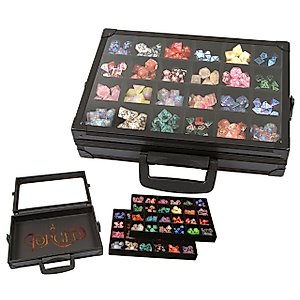 Forged Dice Co. Dice Display Case and Rolling Tray with 2 Removable Divided Dice Trays - Storage Box Holds up to 480 Metal or Plastic Polyhedral Dice Sets - Great for Dice Collectors or RPG D&D Games