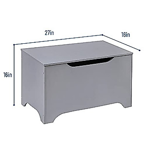Wildkin Kids Toy Box for Boys and Girls, Features Safety Hinge and Solid Wood Top, Helps Keep Toys, Games, Books, and Art Supplies Organized in Your Child's Bedroom or Playroom (Gray) , Gray Fog