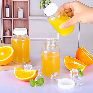 BPFY 12 Pack 4 oz Glass Juice Shot Bottles with Caps, 120 ml Empty Wellness Shot Glass Bottles, Reusable Clear Glass Bottles with Lids for Juice, Ginger Shots and Homemade Beverages