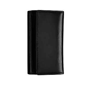 Tony Perotti Womens Italian Cow Leather Trifold Euro Clutch Wallet with ID Window and Coin Pouch in Black