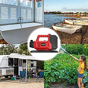 POPULO Hybrid Water Transfer Pump, 120VAC or 20VDC Portable Electric Utility Pump, 4.0AH 325GPH 45FT Electric Cordless Water Pump for Home, Pool, RV, Garden, Hot Tub, Tank, Ponds, Aquariums