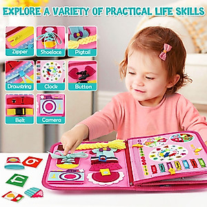 Palmatte Toddlers Busy Board Montessori Toys for 1 2 3 4 Year Old Boy Girl Gifts Sensory Board Sensory Toys for Toddler Activities Learning Fine Motor Skills Educational Toys for Toddler Travel Toys