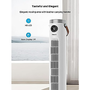 PROUS Tower Fan for home bedroom, 42 Inch 60° Oscillating fan Quiet 35dB with Remote, Floor Fan with 24H Timer, Large LED Display, Bladeless Fan, 21ft/s 3 Speeds 3 Modes