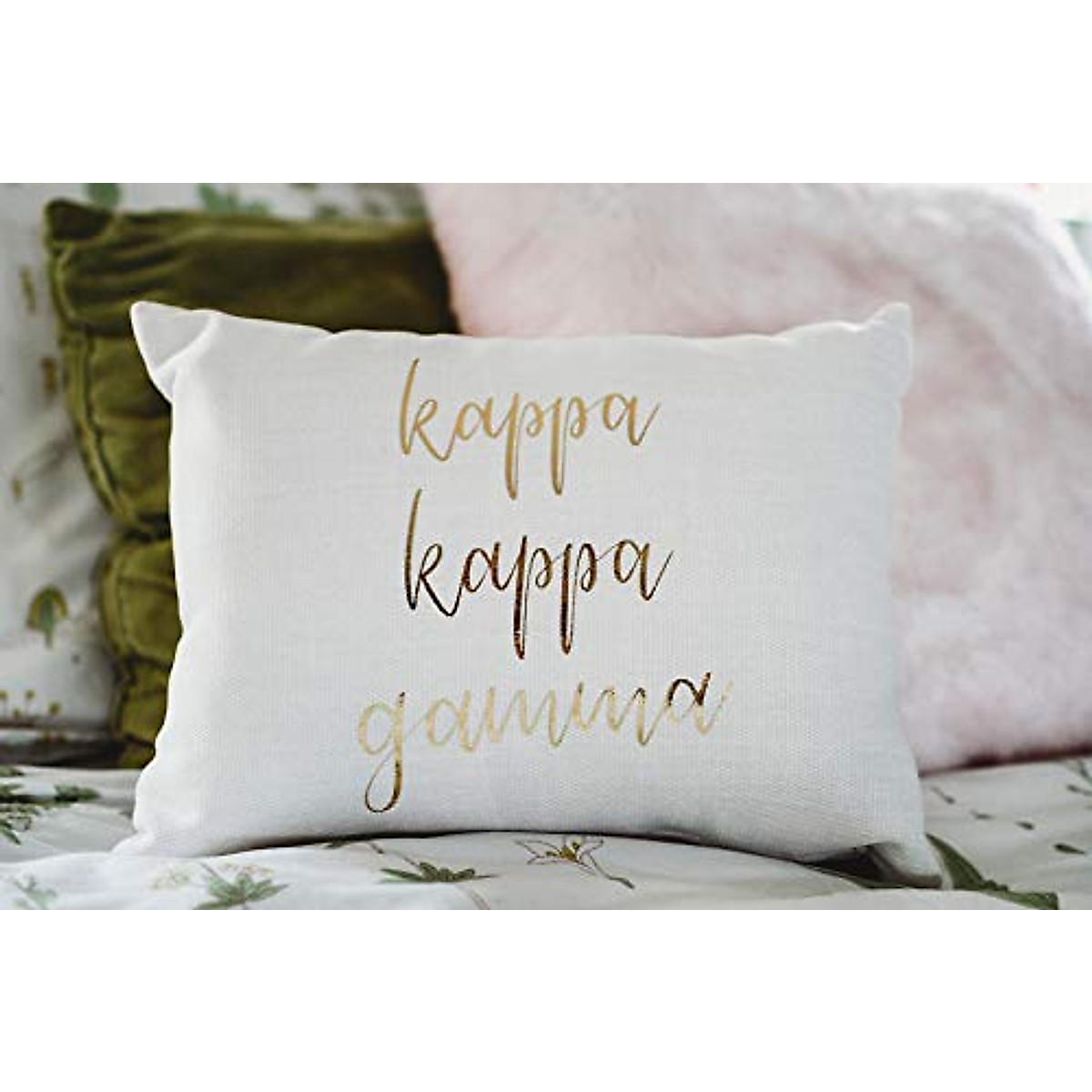 Sorority Shop Kappa Kappa Gamma Pillow – Gold Script Design, 12" x 16" Lumbar Pillow Sorority
