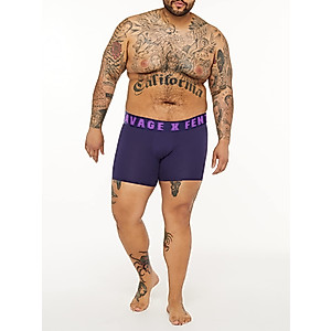Savage X Fenty, Men's, Boxer Briefs, Matte logo elastic waistband, Front contour pouch, Cotton, Navy Blue, L