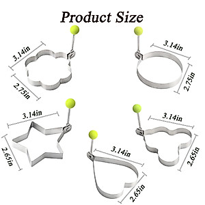 Fried egg model for Cooking, Egg Ring Molds, 5Pcs Fried Egg Stainless Steel Mold Ring for Kitchen breakfast