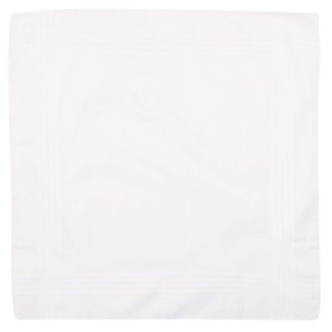 Perry Ellis 12 Pack Handkerchief (Permanent Press White with Satin Cord, 16" x 16")
