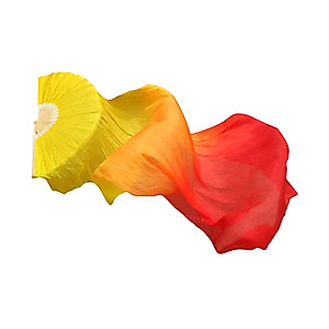 RAZZUM Kids Square Practice Women Lengthen Long Chinese Silk Praise Veil Streamer for Faux Perfomance Fans Morning Yangko Dance Simulation Supplies Flag Folding Props Veils M Decorative Fan