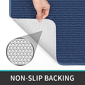 DEXI Front Door Mat Entry Doormat Non Slip Thin Washable Inside Entryway Mats for Home Entrance 19.5"x31.5",Blue