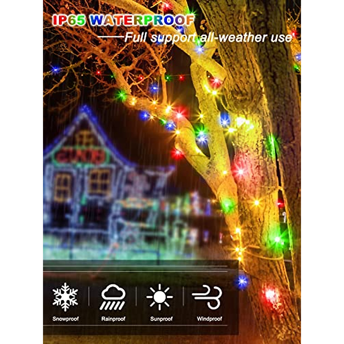 2 Pack Each 32.8ft 120 LED Battery Operated Christmas Tree Lights Indoor Outdoor Cluster String Lights with Timer 8 Modes Dark Green Wire Fairy Light for Xmas Bedroom Garden Decorations (Multicolor)