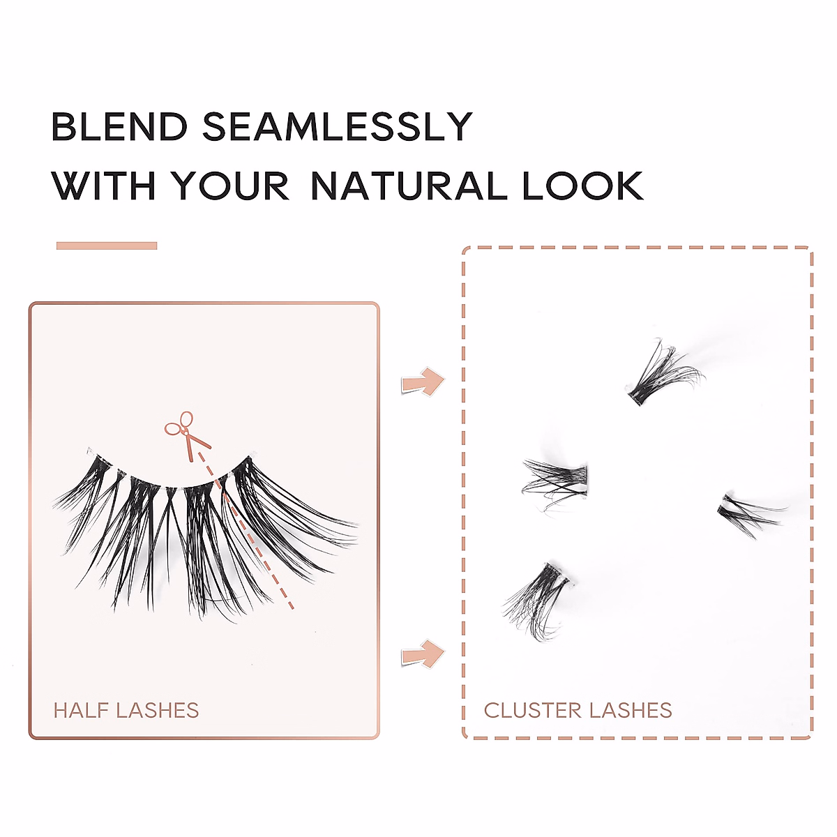 Onlyall Half Eyelashes Corner Lashes Natural Lashes Half Lashes Wispy End Lashes Corner Eyelashes 3/4 Lashes Clear Band Lashes 7 Pairs C03 (6MM-15MM)