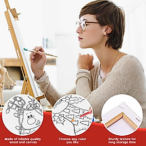 6 Pack 8x10 Inches Christmas Theme Pre Drawn Canvas to Paint, Pre Printed Canvas for Ladies Sip and Paint Party Favor, Pre Sketched Canvas for Painting for Adults