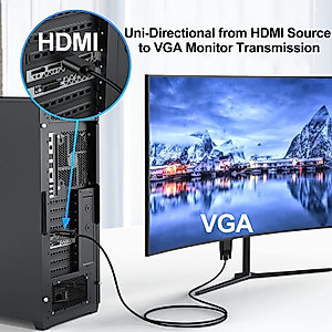 URELEGAN HDMI to VGA Cable 3.3 Feet, HDMI to VGA Cord (Male to Male) 1080P HD Video Cables Compatible for Computer, Desktop, Laptop, PC, Monitor, Projector, HDTV and More (NOT Bidirectional)