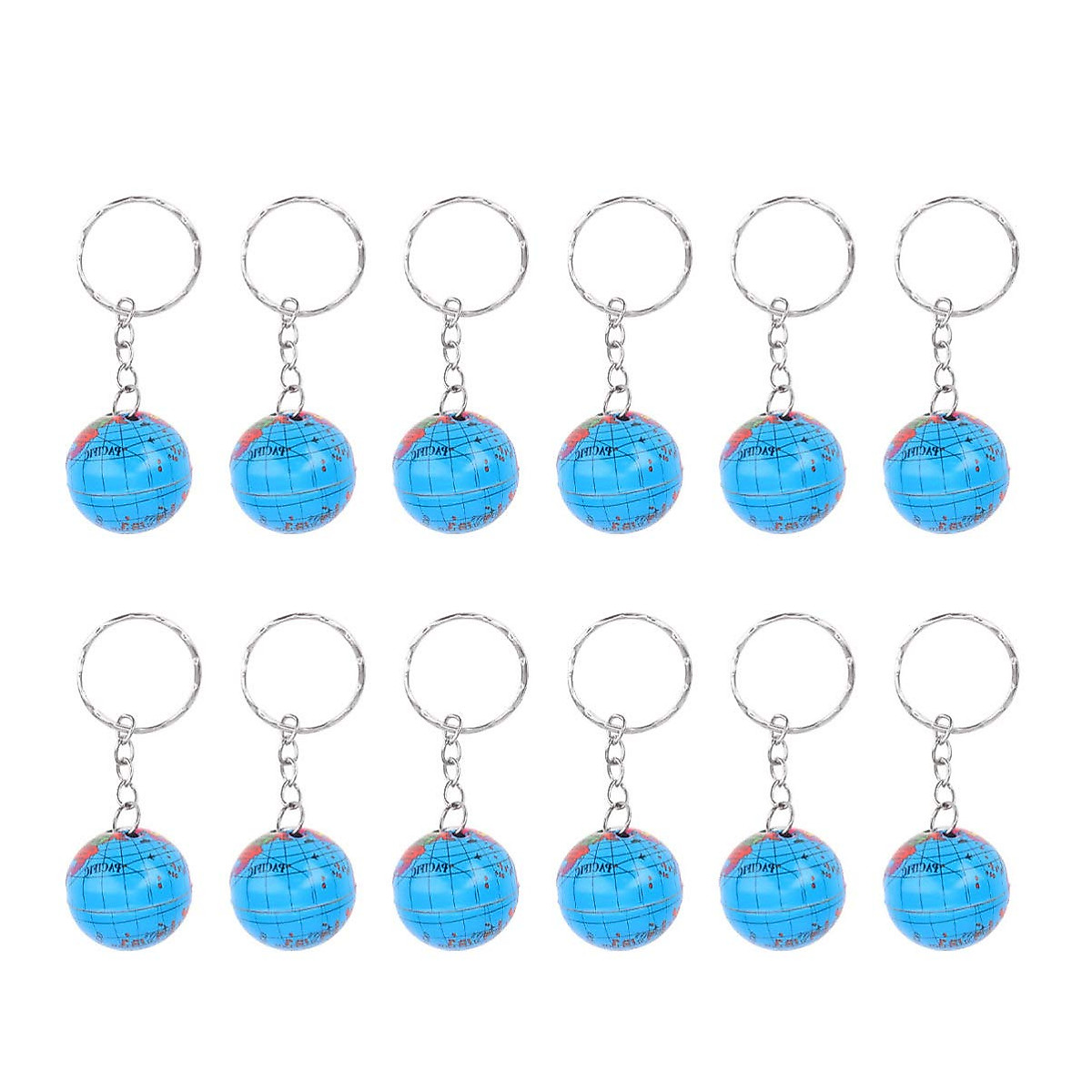 12Pcs Globe Keychains, Key Chains with Mini Globe World Planet Ear Theme Keyrings Globe Party Favors Globes for for Keys, Backpack, Pocket Book, 2.5cm