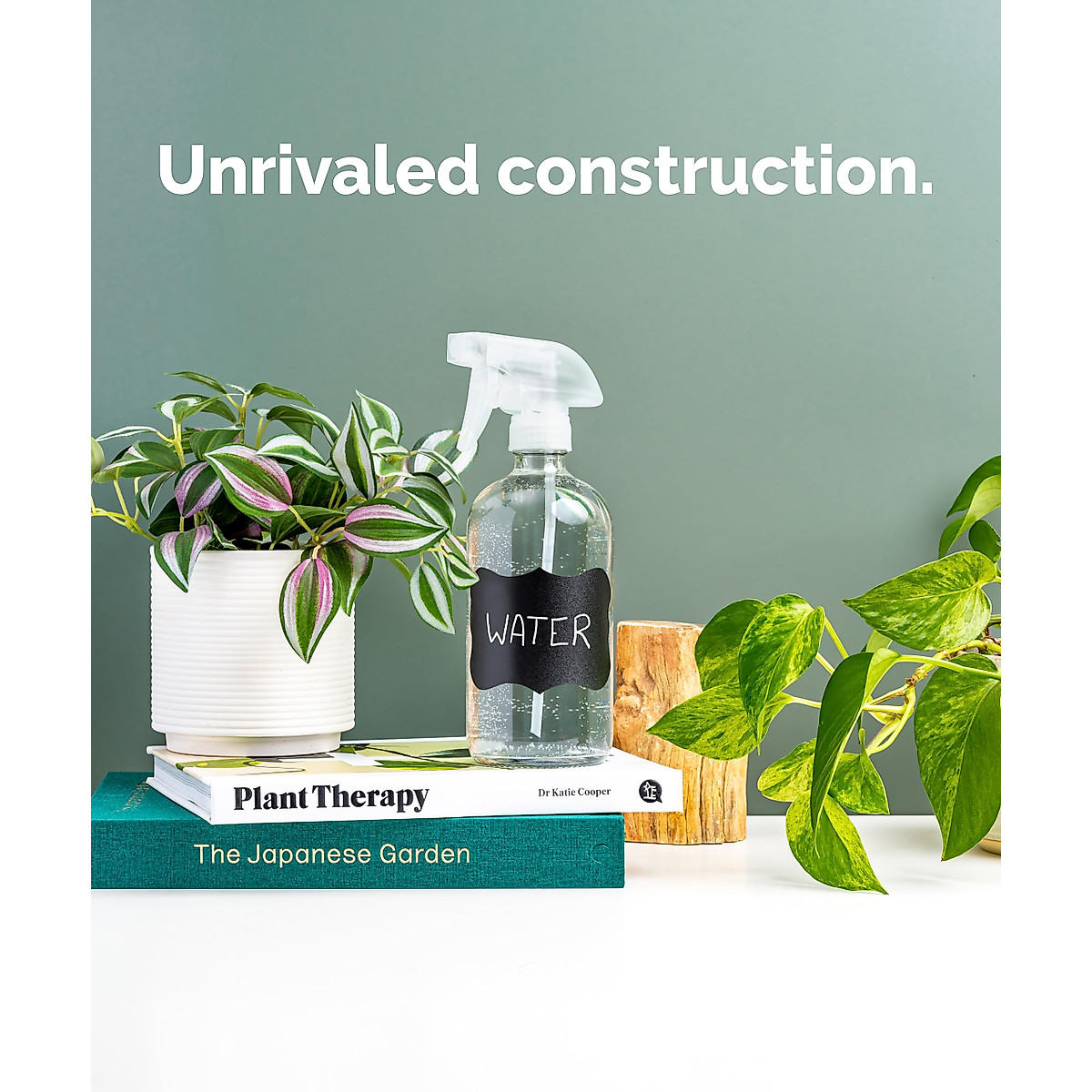 Vine Creations Glass Spray Bottles, 2 Pack Refillable Spray Bottles for Cleaning Solutions, Clear Spray Bottle for plants, Water Spray Bottle Sprayer, Glass Spray bottles 16 oz with Waterproof Labels