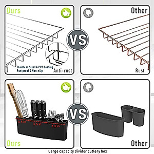 ETRENDS Dish Drying Rack Expandable Dish Racks for Kitchen Counter, 2-Tier Large Capacity Dish Rack Kitchen Sink Rust Proof Dish Drainer Drainboard Set with Utensil Holder(Stainless Steel)