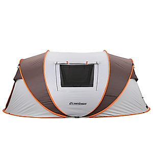 EchoSmile Camping Instant Tent, 2 to 8 Person , Water Resistant Dome Pop Up Tent, Easy Setup for Camping Hiking and Outdoor, Portable with Carry Bag, for 4 Seasons, White&Brown