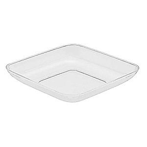 40 2.5" Mini Square Dessert Plates And 50 4" Mini Silver Tasting Forks. 90 Piece Tasting Sampling Dessert Appetizer Set. Disposable Plastic Hors D'oeuvres Combo Set.